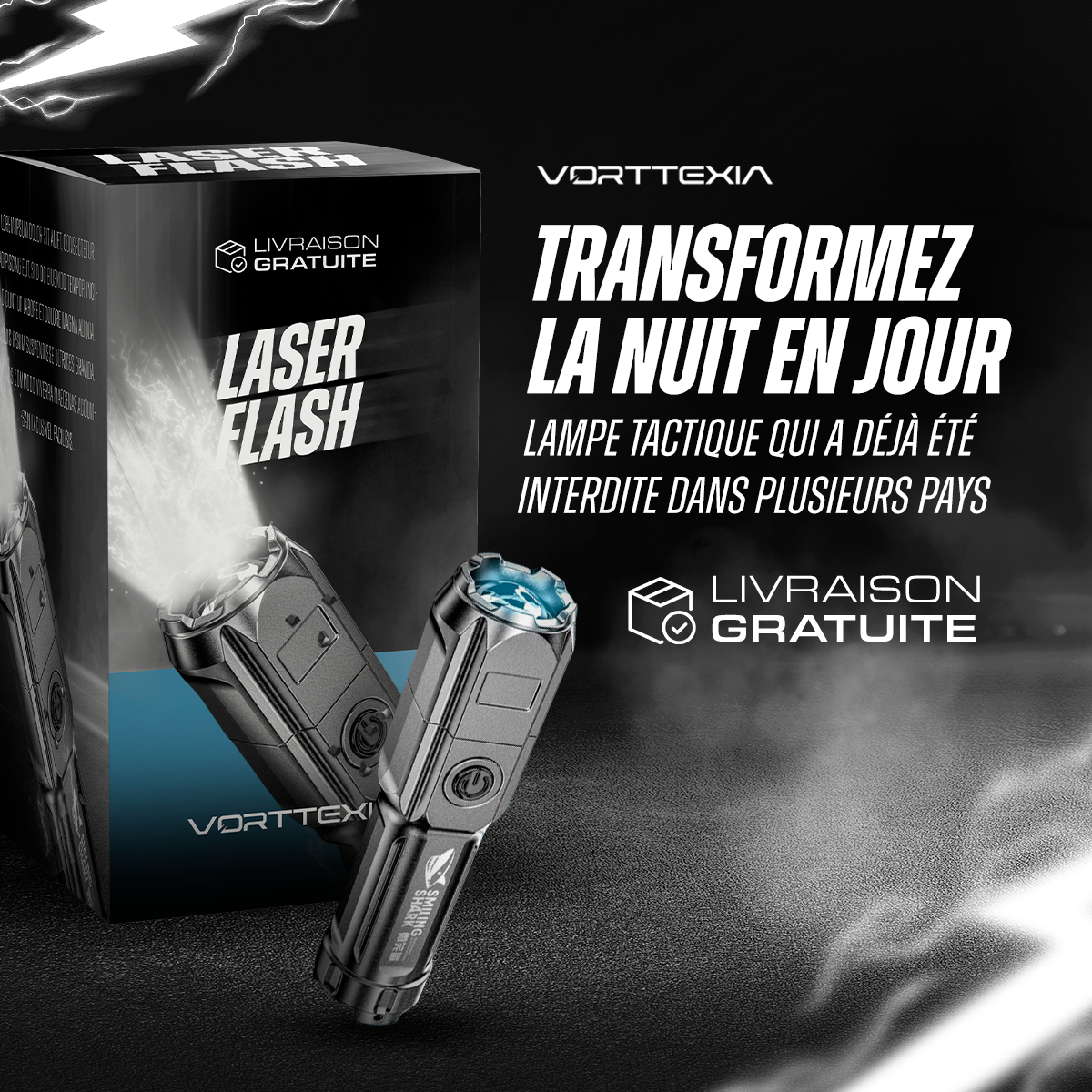 Laser Flash - Super lampe torche avec 10 000 lumens – Vortexia